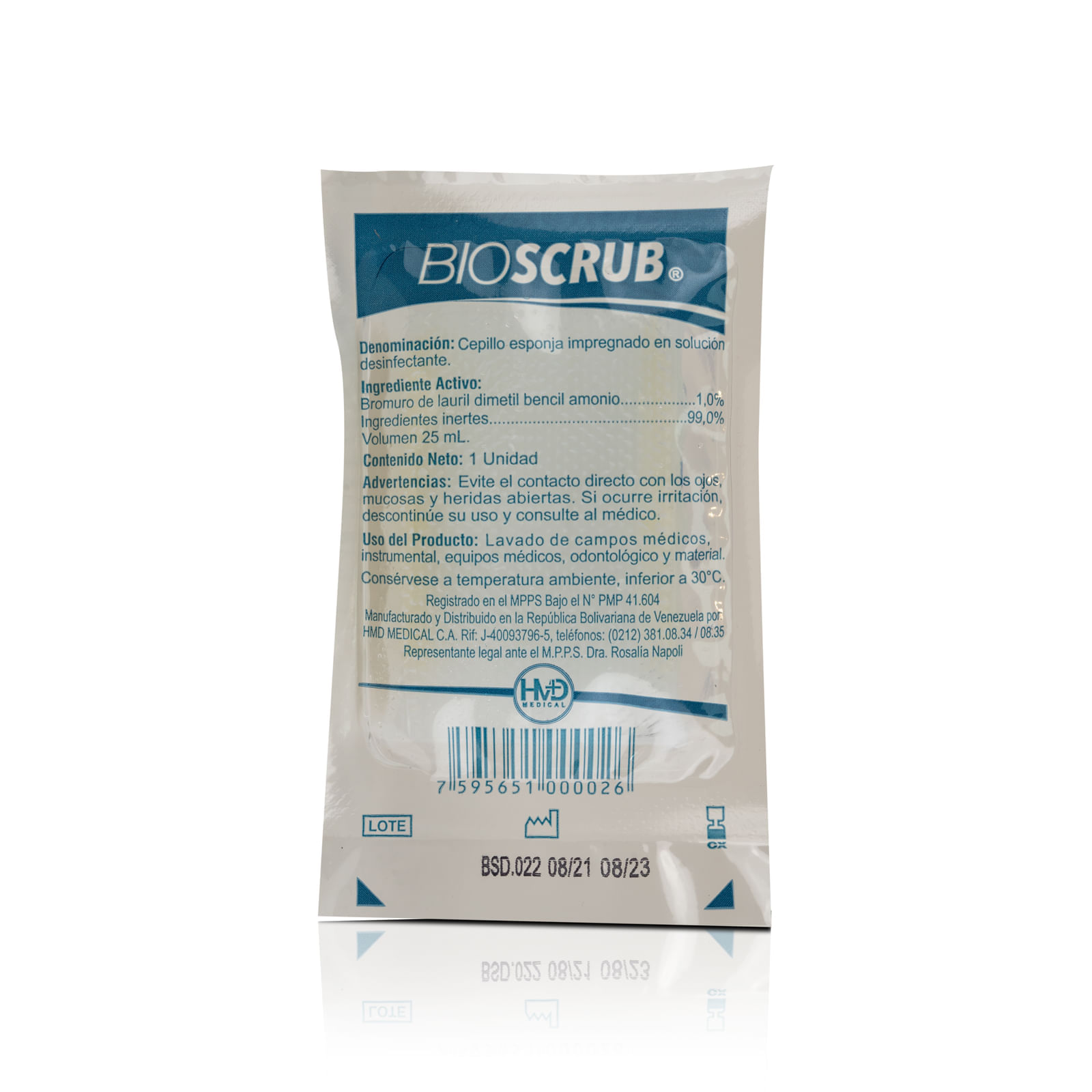 BIOSCRUB CEPILLO LAVABLE PRE-QUIRURGICO SOLUCION DESINFECTANTE.