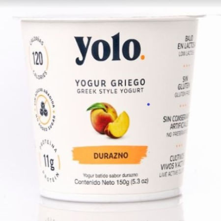 YOLO YOGURT GRIEGO DURAZNO SIN GLUTEN 150 GR