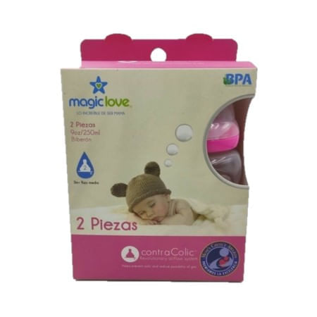 MAGIC LOVE TETERO 9OZ/250ML 3M 2PZA ROSA