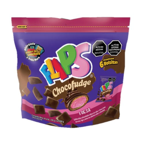 FLIPS CEREAL CHOCOFUDGE FRESA 50 GR X 6