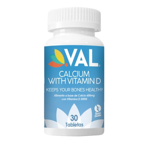VAL CALCIO + VIT D 600 MG X30 TABLETAS